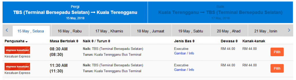 Kesatuan Express Tiket Bas Online | Tiket Bas Online